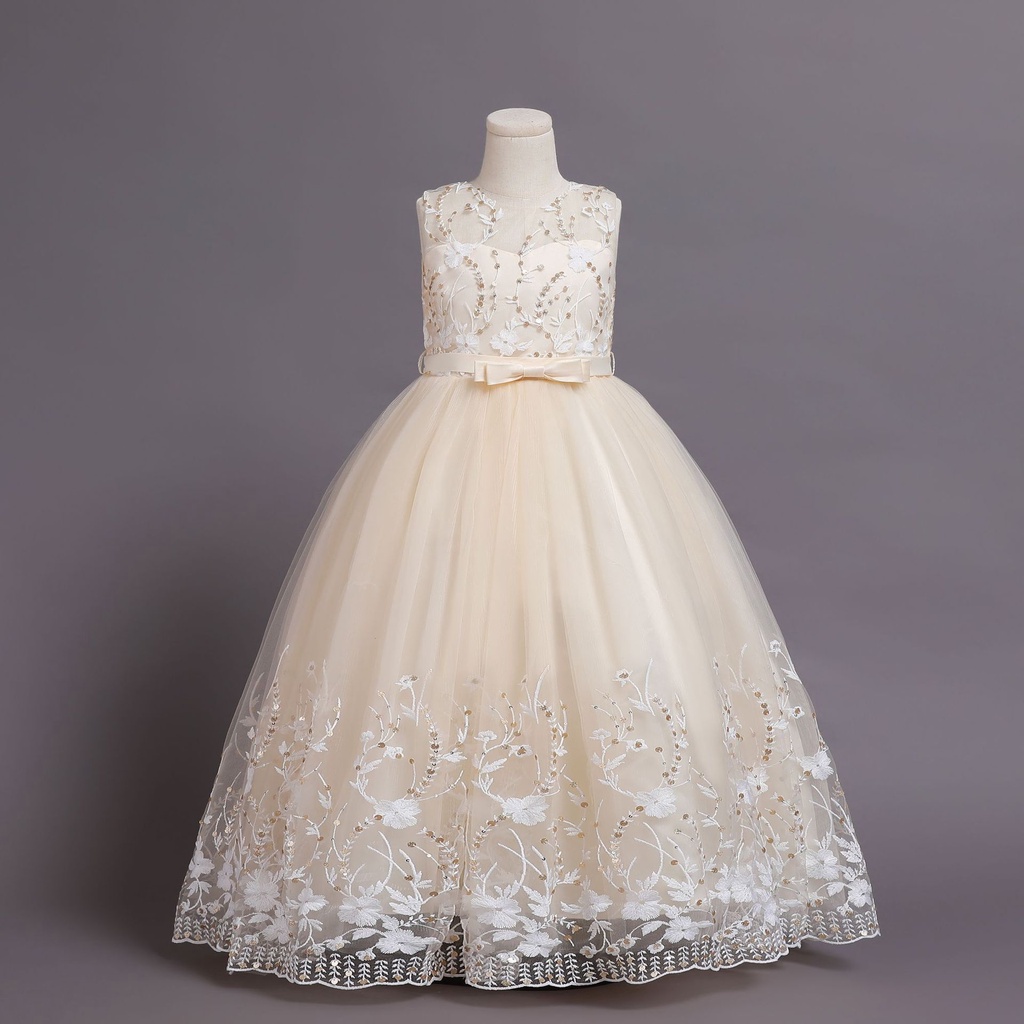 Flower Girl's Advanced Customizat Embroidery Long Dress Children's ...