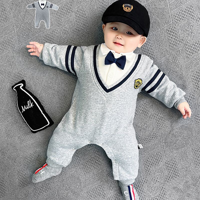 Infant Baby Girls Boys Spring and Autumn British Style Bodysuit ...