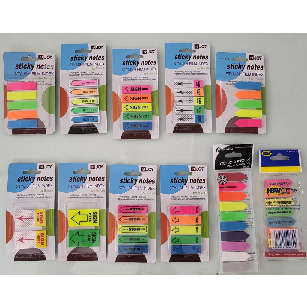 Joy Sticky Notes Stylish Film Index PET 5 in 1 Sign Here Arrow Flag ...