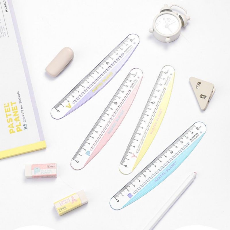 Penlab Kokuyo Pastel Planet 15cm Ruler Cute Color Wave Line Scale ...