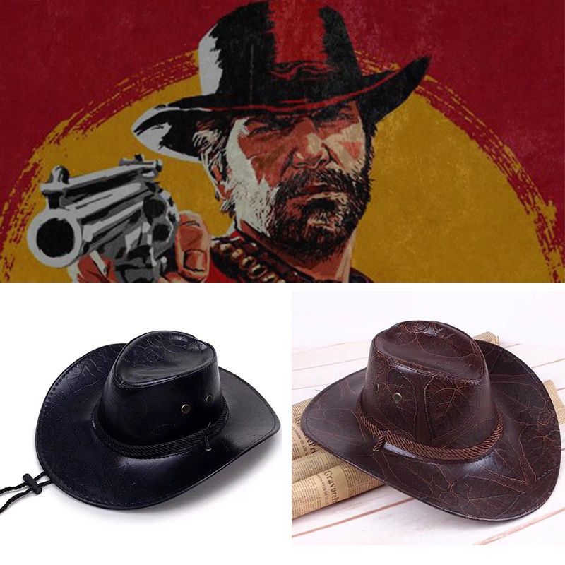 Game Red Dead Redemption 2 Cowboy Hat Cosplay Costume Prop Hats Leather ...