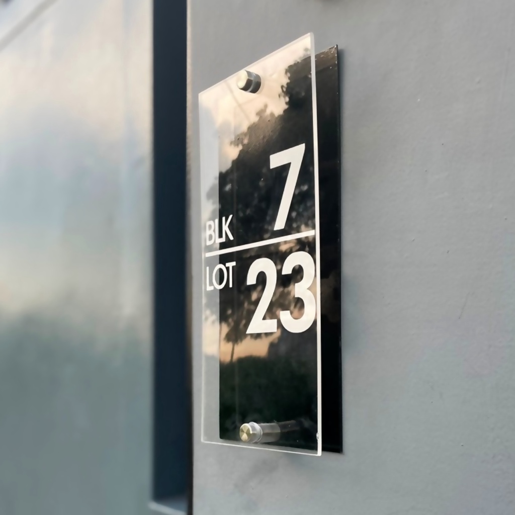 LE Acrylic House Number Address Double Black Gold White Standard Double ...