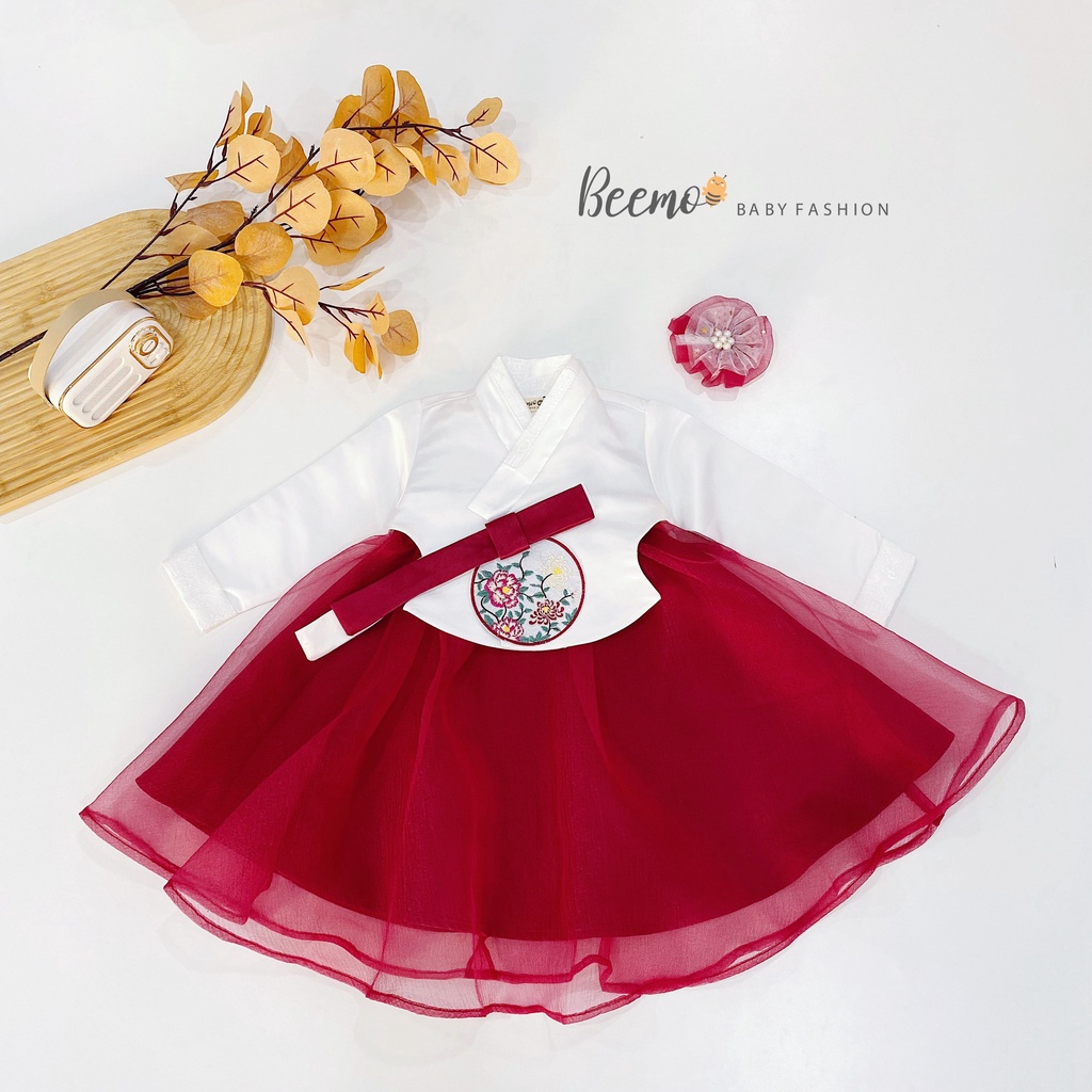 BEEMO baby Hanbok ao dai, Korean brocade material with silk skirt B041 ...