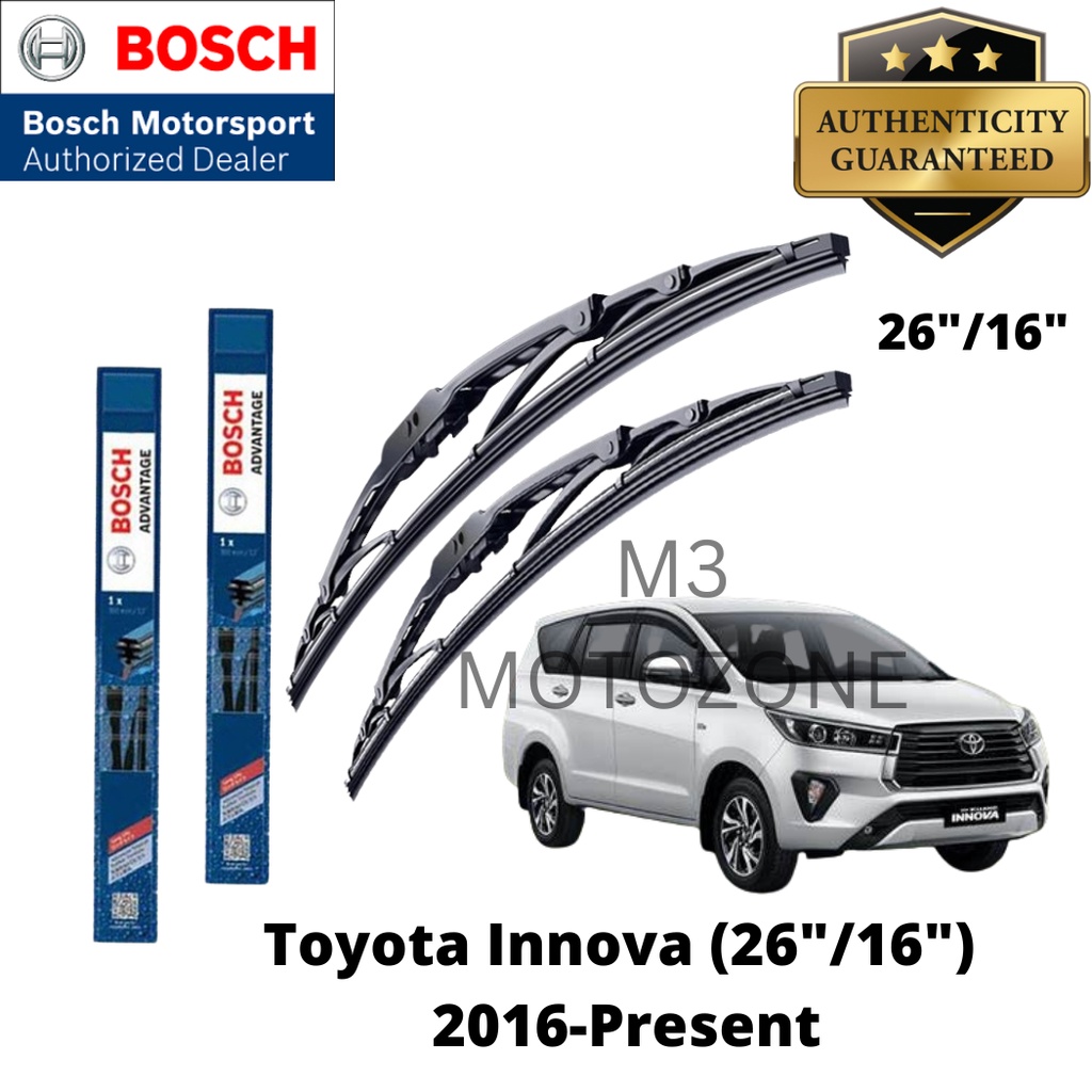 Bosch Advantage Wiper Blade Set For Toyota Innova 2016-Present (26"/16") | Shopee Philippines