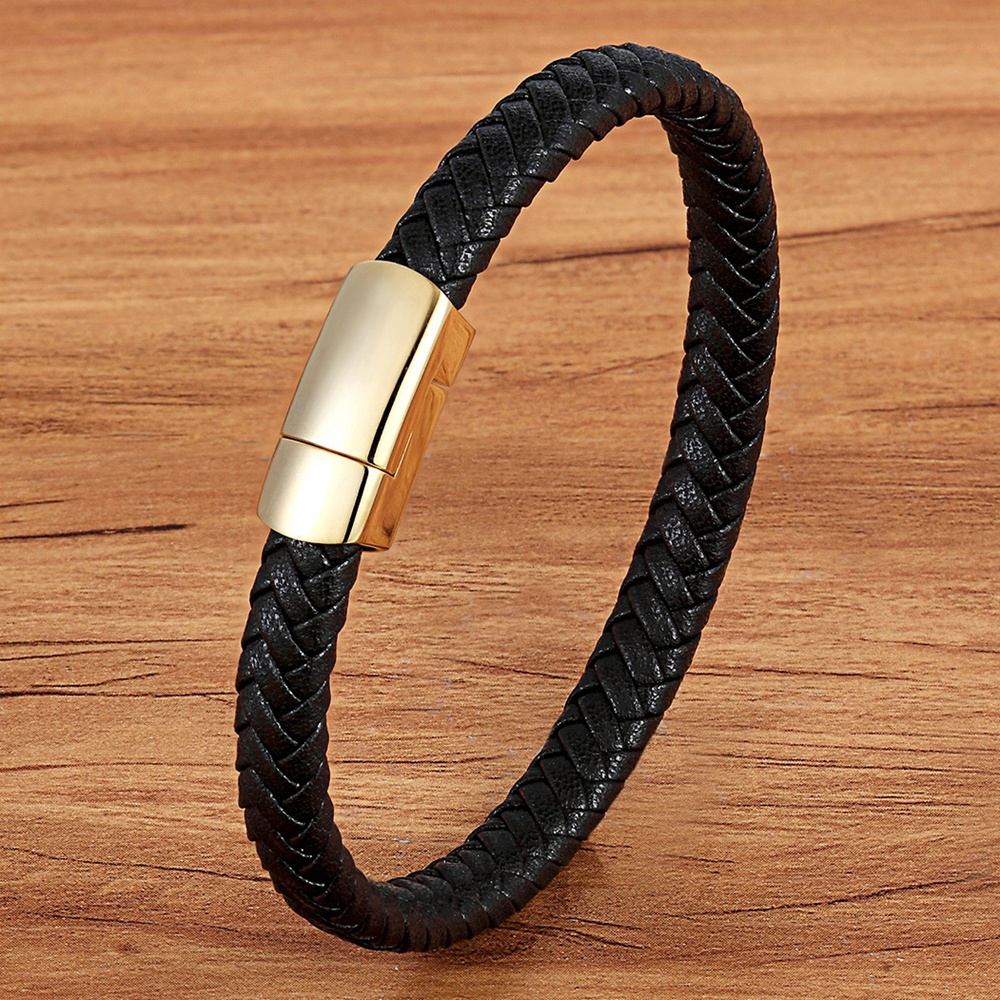 Simple Design Geometric Veins Genuine Leather Bracelet Men's ...