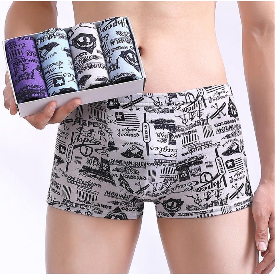 Men's underwear breathable soft boxer briefs 4 PCS set | Shopee Philippines