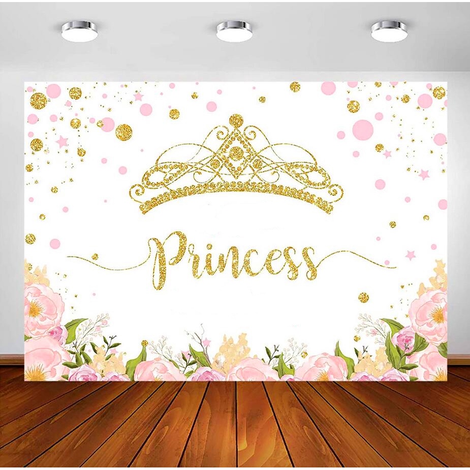 Gold Crown Princess Backdrop Pink and Gold Little Princess Baby Shower ...