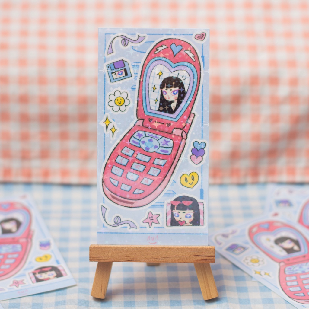 Y2K phone sticker sheet ★ ( waterproof vinyl / journal sticker ...
