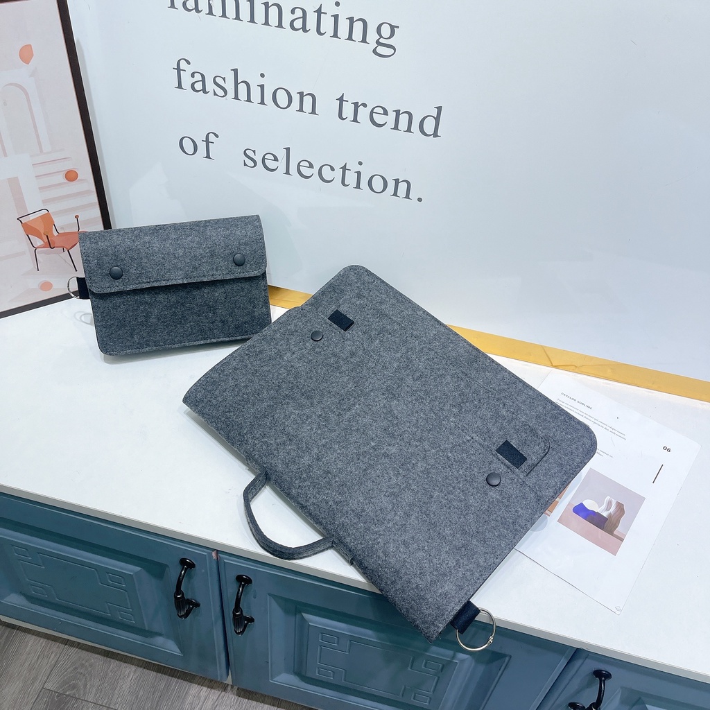 15 Inch Laptop Bag Hand Carry Lightweight Felt 2-Tone Fashion Office ...