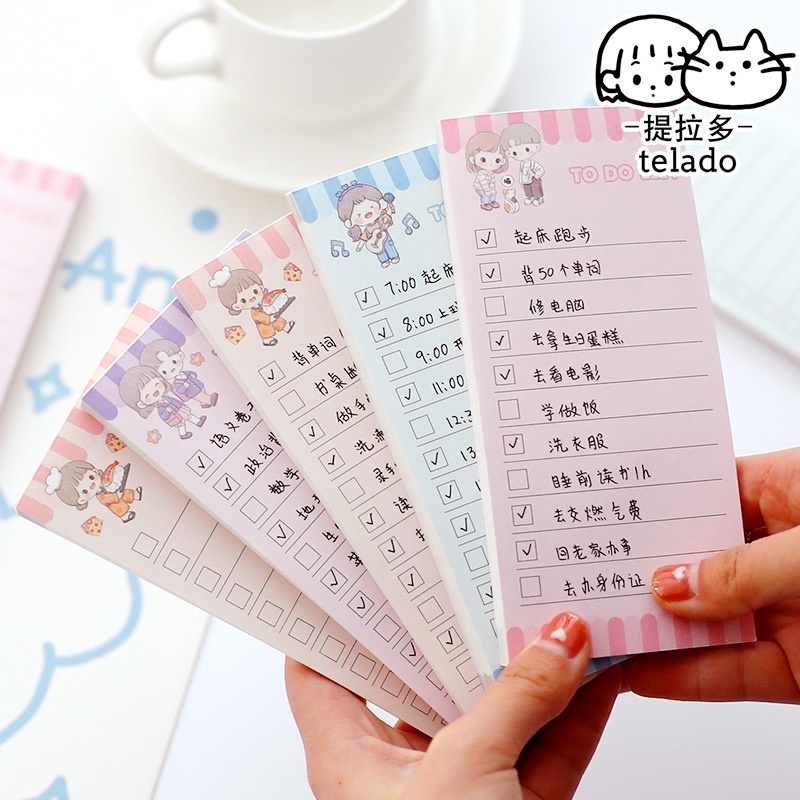 Telado cute girl grid draft note pad word book memo | Shopee Philippines