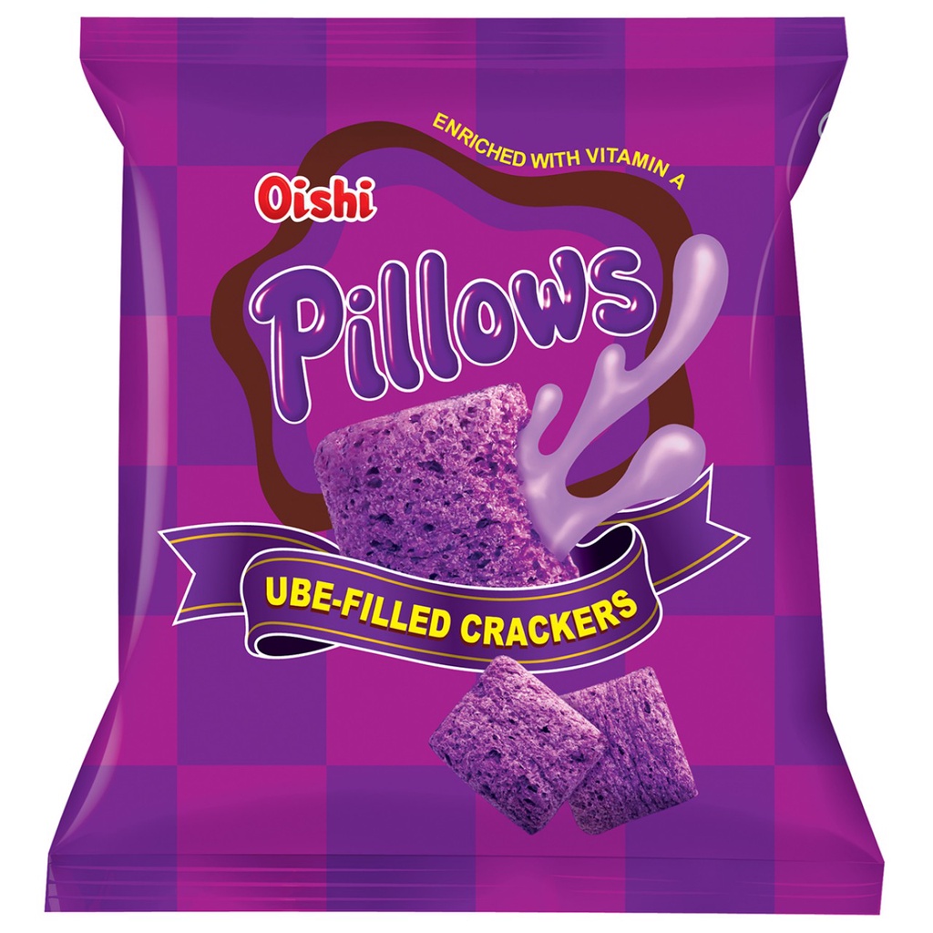 Oishi Pillows Filled Crackers Ube 38g | Shopee Philippines