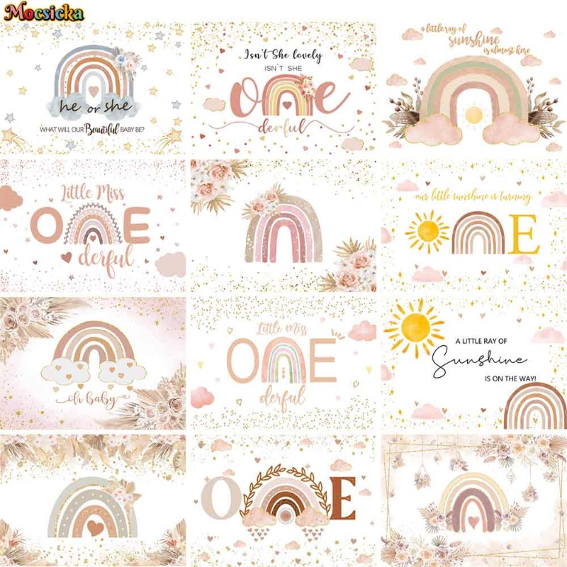 Cutewrold NEW Bohemian Rainbow Birthday Backdrops Pampas Grass Boho ...