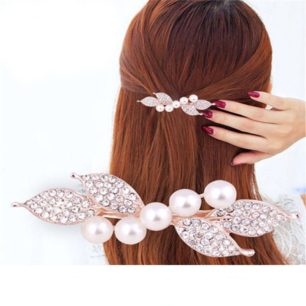 Elegant Imitation Pearl Rhinestone Hairpins Fashion Faux Crystal Flower ...