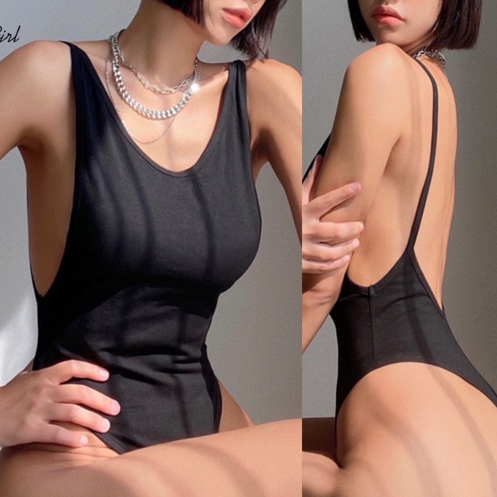 Sienna - Basic Clean Rich Girl Outfit One piece Open Back Bodysuit | Shopee Philippines