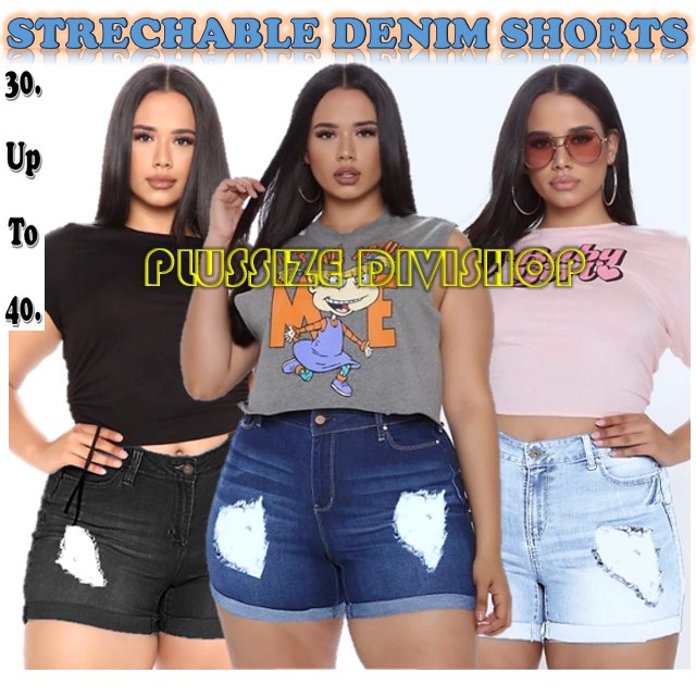 HIGHRISE DISTRESSED BOOTY CURVY SEXY SHORTS STRECHABLE DENIM MAONG AUGUST SHORTS (30-40 ...