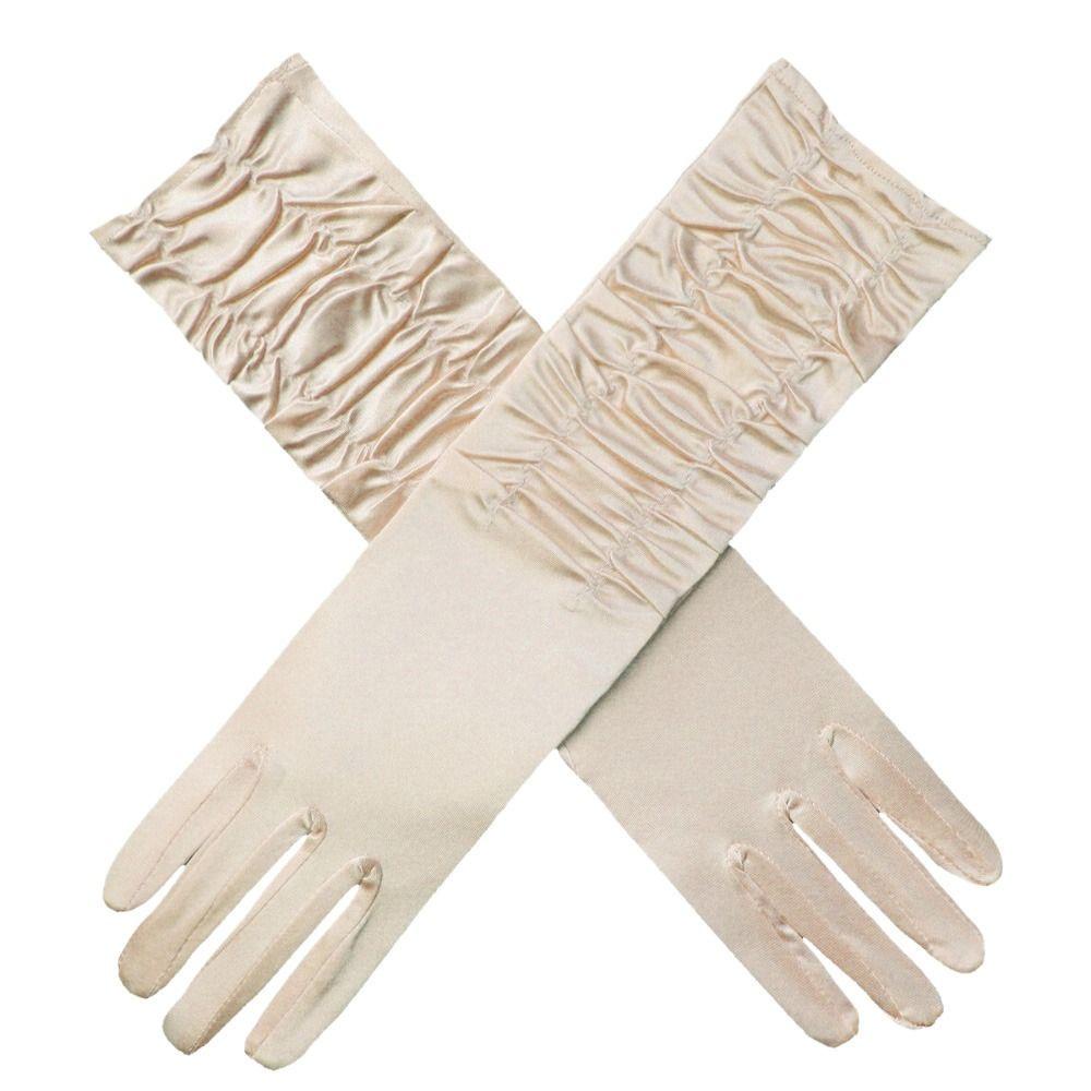 SUBEI1I Evening Party Gloves Satin Dance Mittens Stage Glove Solid ...