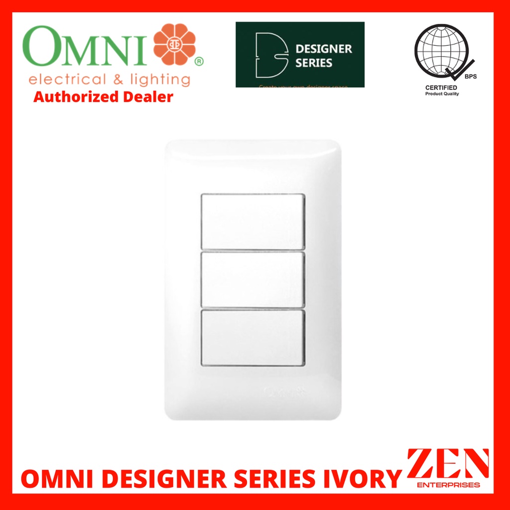 Omni Designer Series IVORY 1 Way 3 Way Switch Set 16A (1GANG, 2GANG ...