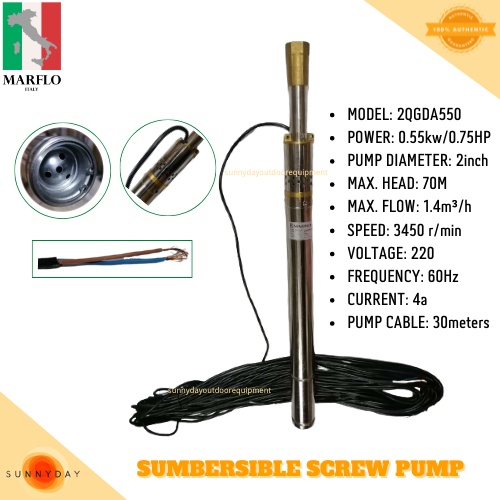 Marflo Submersible Pump Screw Pump 0.75hp 2QGDA550 HEAVY DUTY | Shopee ...
