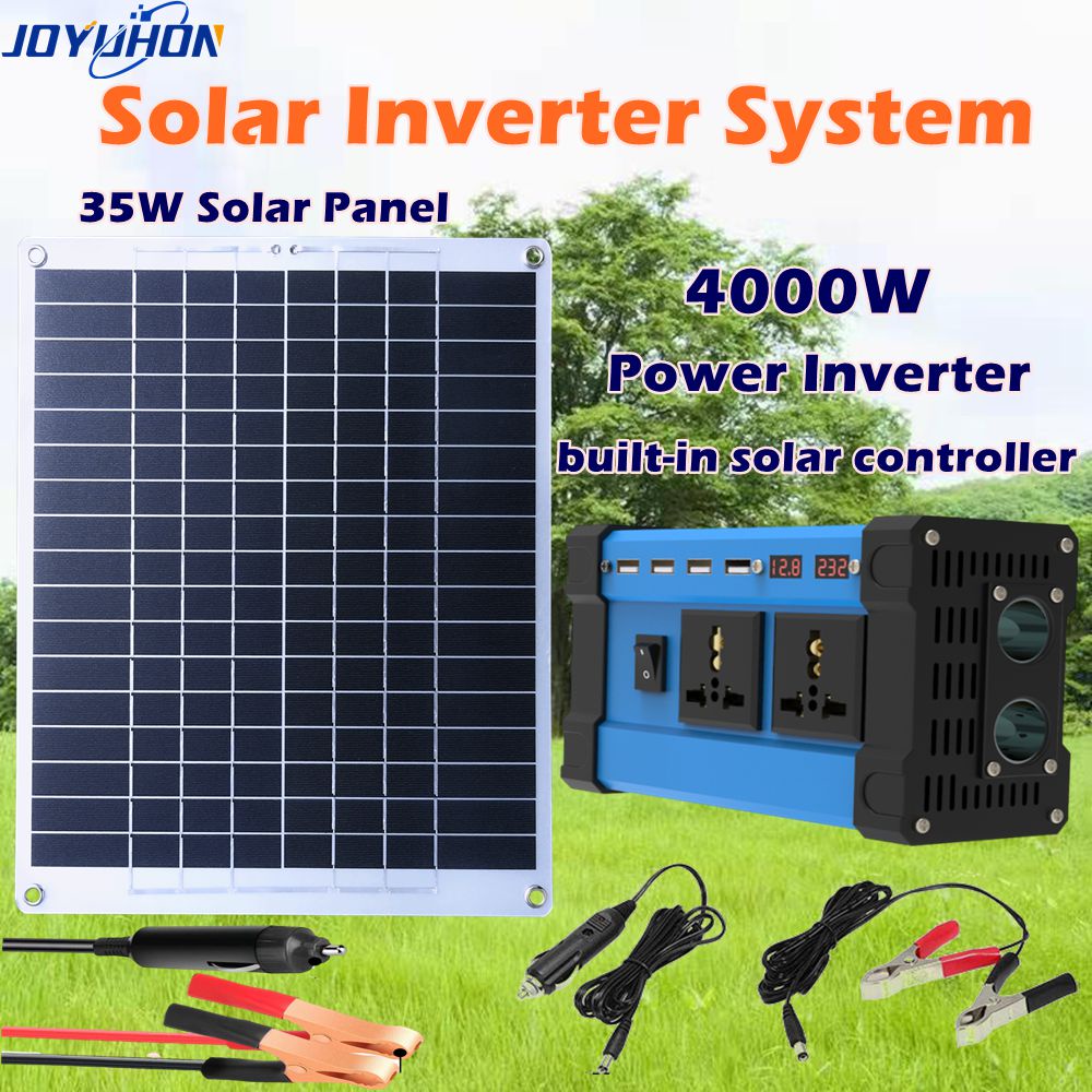 JOYUHON 35W Solar System 4000W Inverter Built-in Solar Controller 12V ...