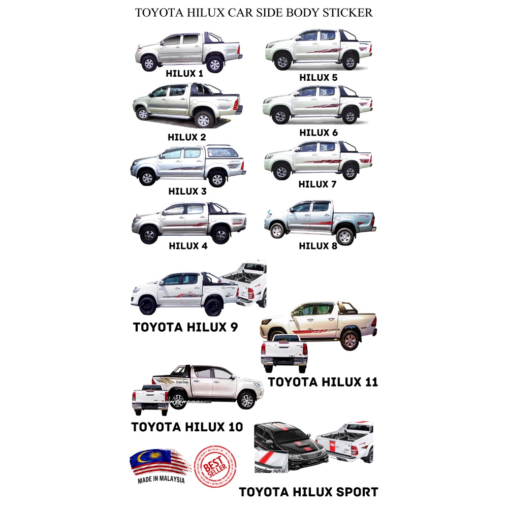 Toyota Hilux 2.5cc / 3.0cc Body Sticker Design Side Body Sticker Side ...