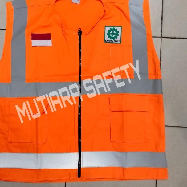 MERAH Drill Vest safety Vest Project Vest+k3 logo+Flag logo - Red ...