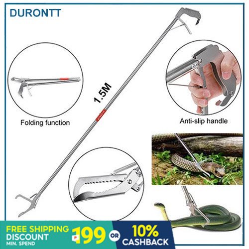 150cm Folding Reptile Snake Clamp Handle Tong Catcher Stick Snake ...