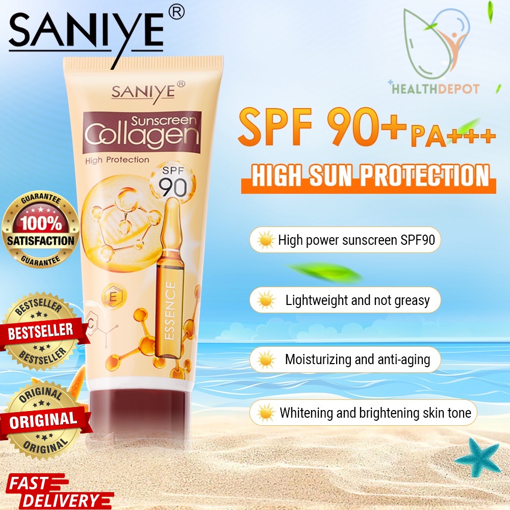 Saniye Collagen Sunscreen SPF 90 Whitening Sun Protection Face Sunscreen Moisturize Skin ...