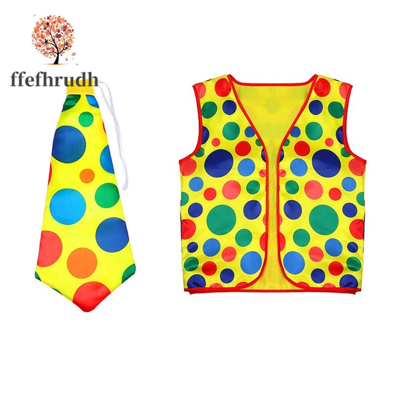 2 Pack Clown Costume Set Clown Wig Nose Vest for Cheer Halloween ...
