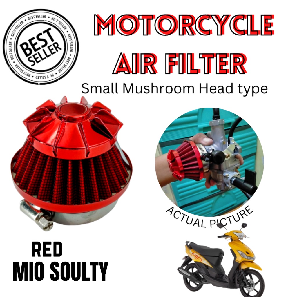 MOTORCYLE AIR FILTER FOR MIO SOULTY | RED | SMALL MUSHROOM HEAD TYPE ...