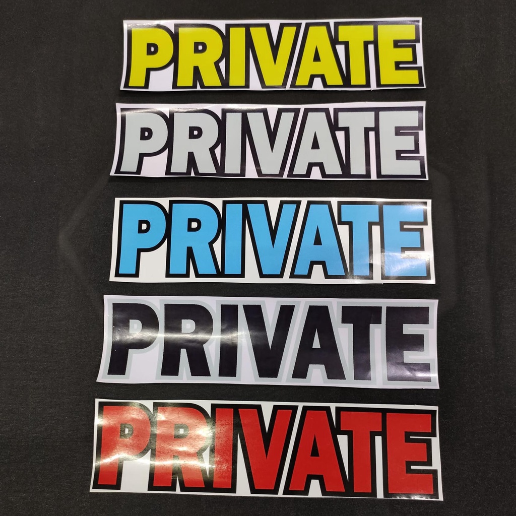PRIVATE Sticker Vinyl Printed White Background Size 20.5cm x 4.5cm ...
