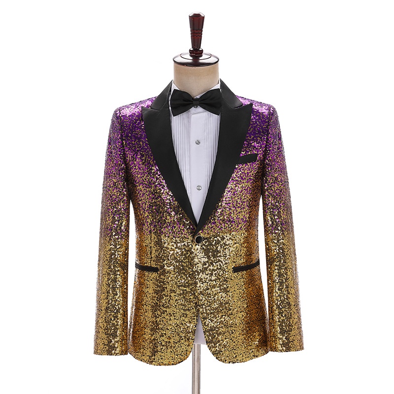 New Men's Gradual Change Sequins Stage Show Dress Color Suit Top Night ...