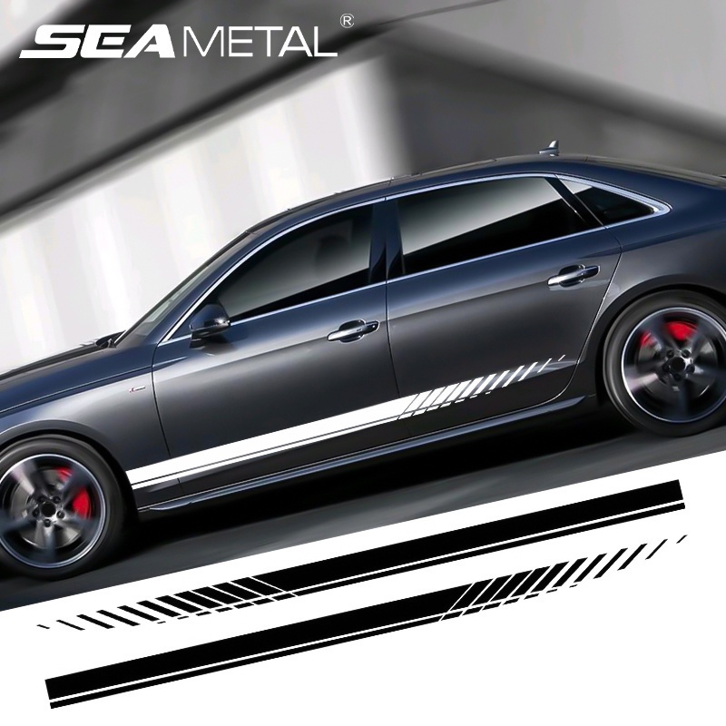 SEAMETAL 2Pcs Car Sticker Door Side Skirt Decals Universal Waterproof ...