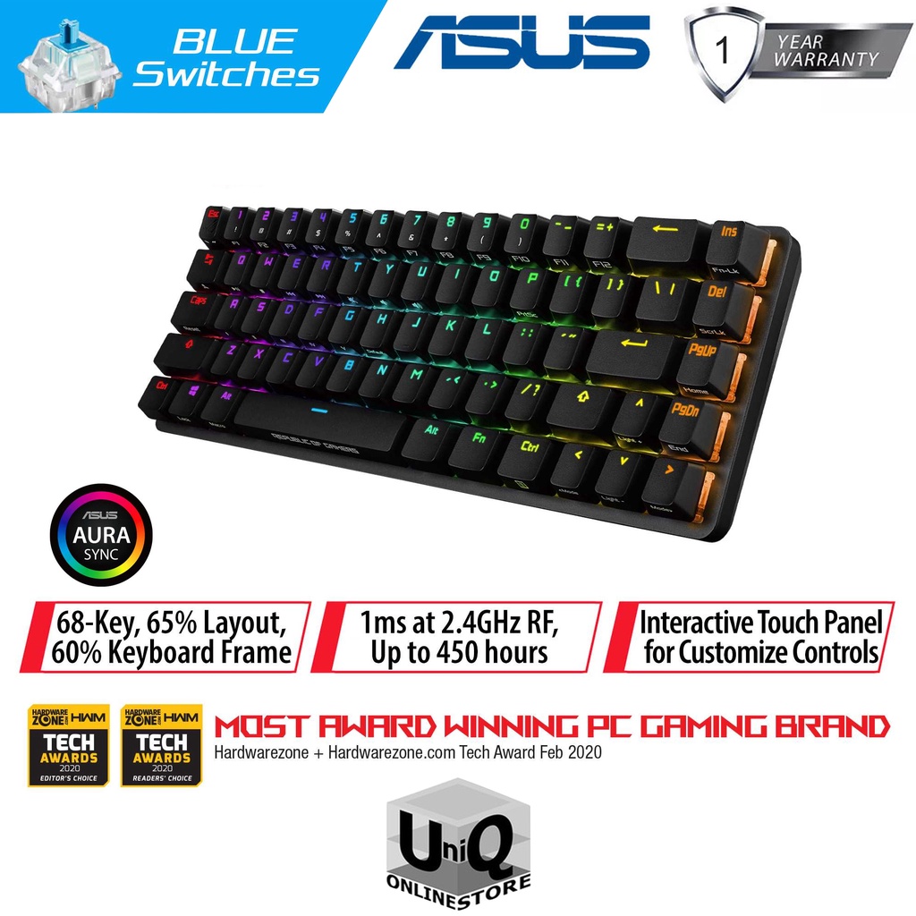 Asus ROG Falchion NX (Blue) 65% wireless mechanical gaming keyboard ...
