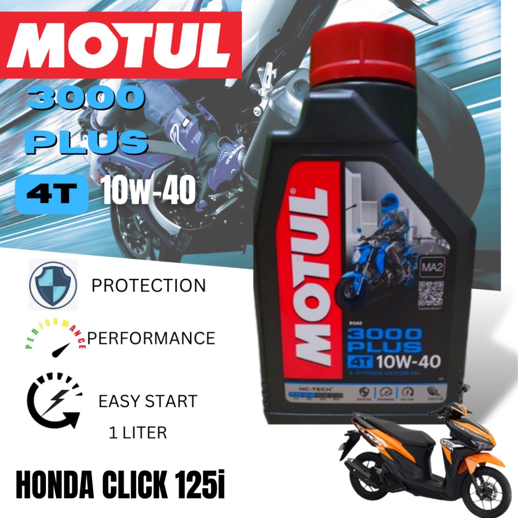 MOTUL 3000 PLUS 4T 10W-40 FOR HONDA CLICK 125i| 4-STROKE MOTOR OIL | 1 ...