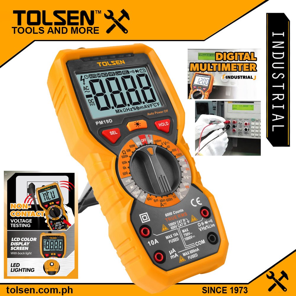 Tolsen Digital Multimeter LCD Colored Display w/ Back Light (AC/DC ...