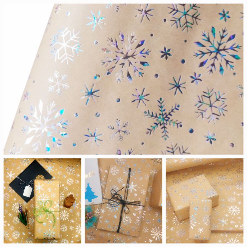 Sold per Sheet Kraft Gift Wrapper for Christmas & Any Occasion ("Silver ...