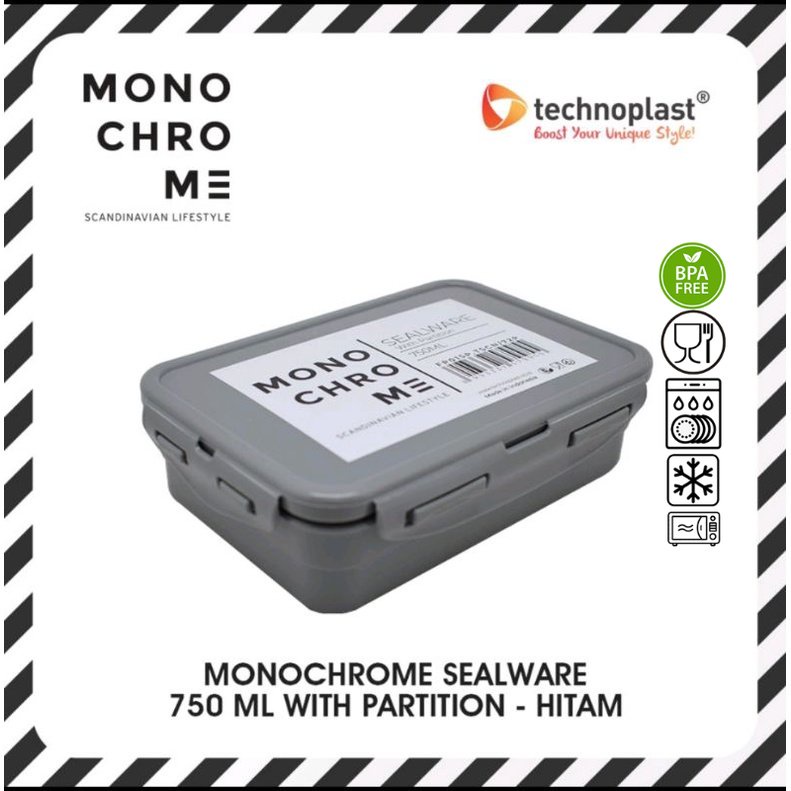 Technoplast Monochrome Lunch Box 750Ml With Partition/Lock Lunch Box ...