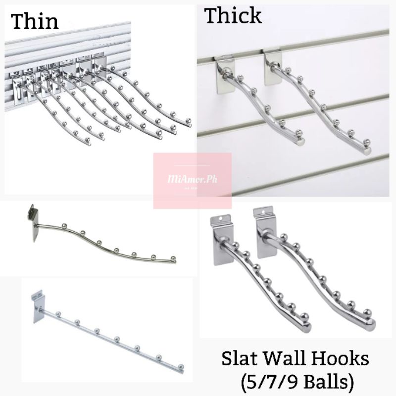 Slat Wall Hook with Balls Metal Hanging Display Hooks Wood Shelf Bracket Hanger | Shopee Philippines