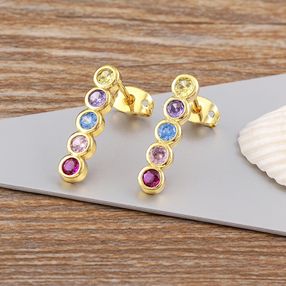 Hot Sale Rainbow Gold Plated Geometric Personality Design Drop Earrings ...