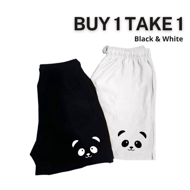 Panda Couple Short Taslan Black and White Shorts Freesize | Shopee ...