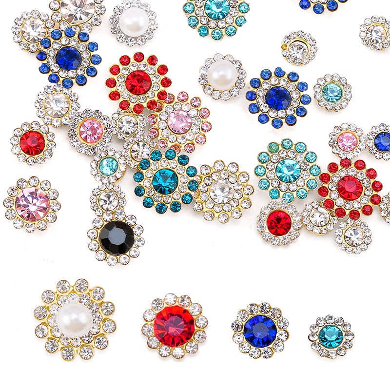 100PCS Flower Claw Cup Glass Rhinestones Button Strass Base Glitter ...
