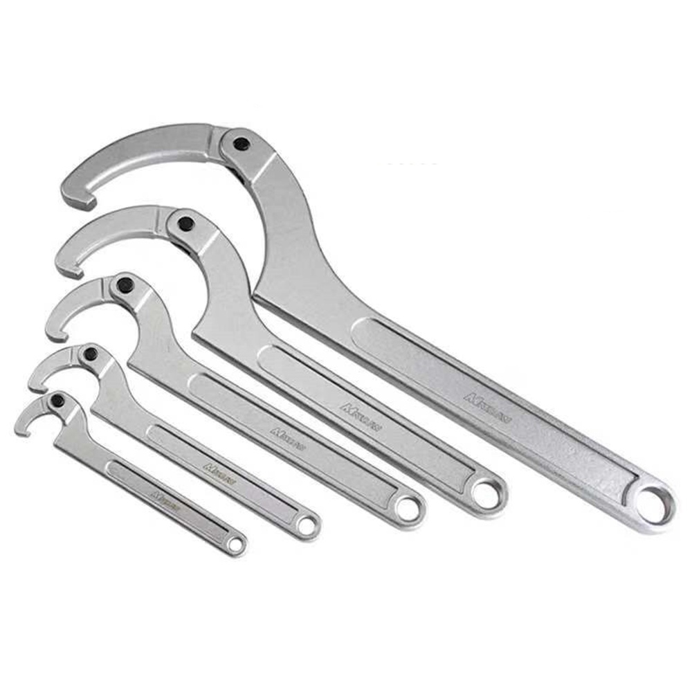 Adjustable Hook Wrench Universal Spanner Set Groove Smooth Screw Nuts ...