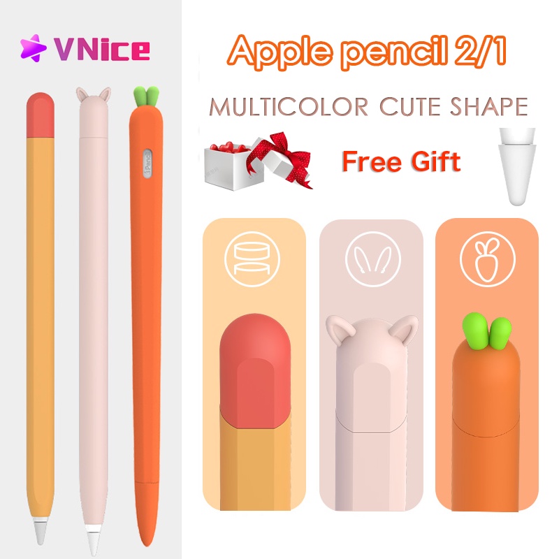 Compatible For Apple Pencil Case 1 / 2 Soft Silicone Protective Cute ...