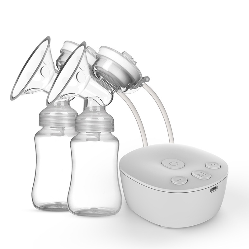 Electric Double Breast Pump Kit with 2 Milk Bottles USB Powerful Breast ...