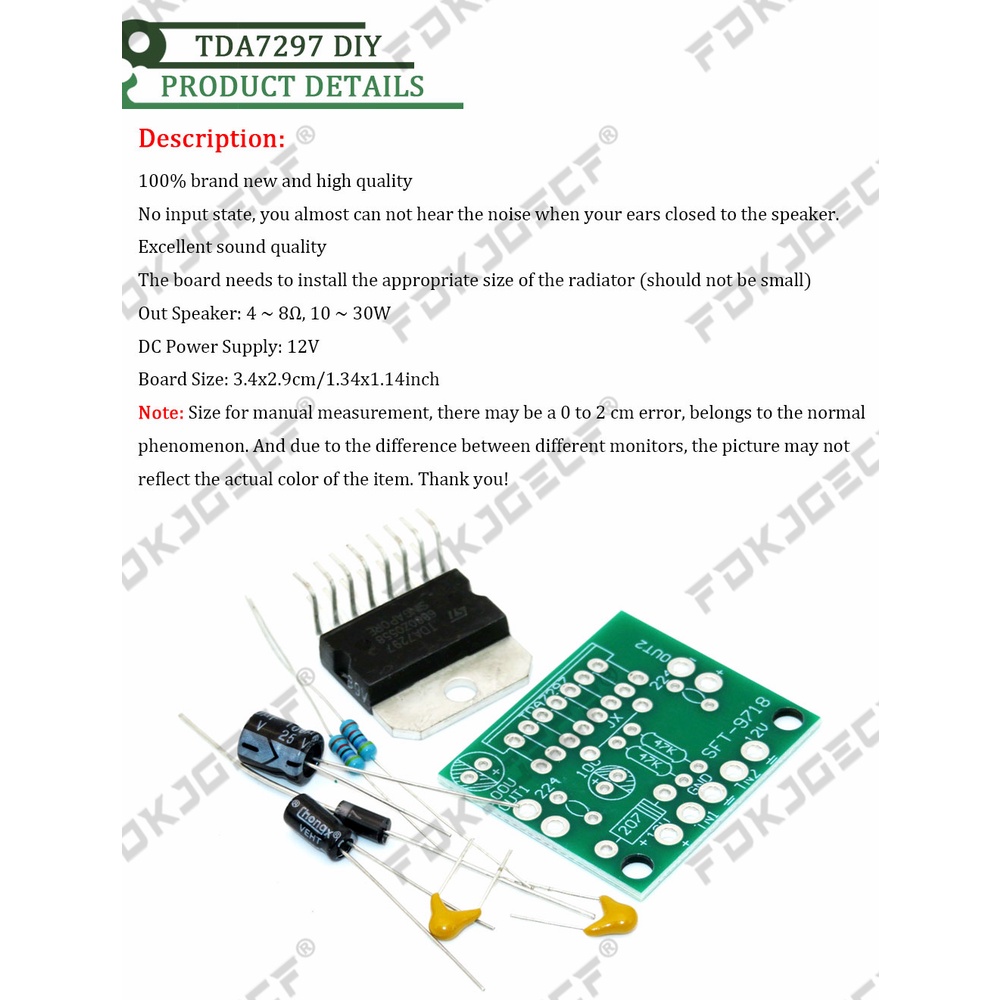 TDA7297 Power amplifier board parts DC 12V pure rear 2.0 dual-channel 15W+15W electronic DIY kit ...