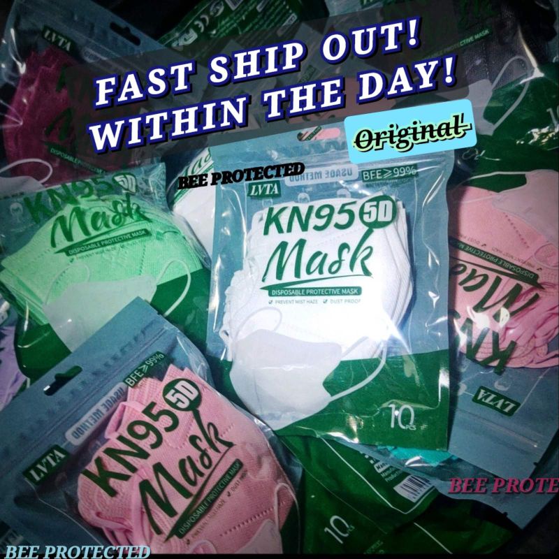 Original 5D KN95 QUALITY FACE MASK, 10pcs, Colored face mask. 4 Layers ...