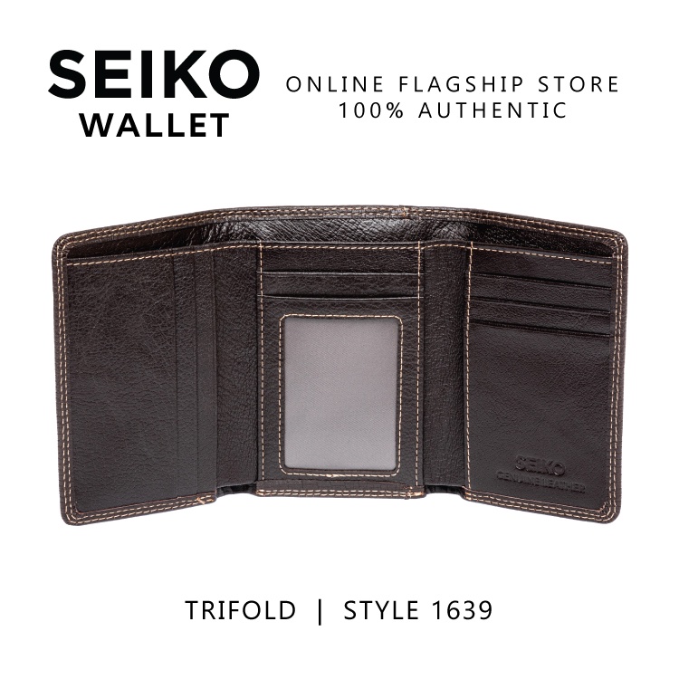 Seiko Wallet Genuine Leather Trifold (With RFID Blocker) 1639 | Shopee ...