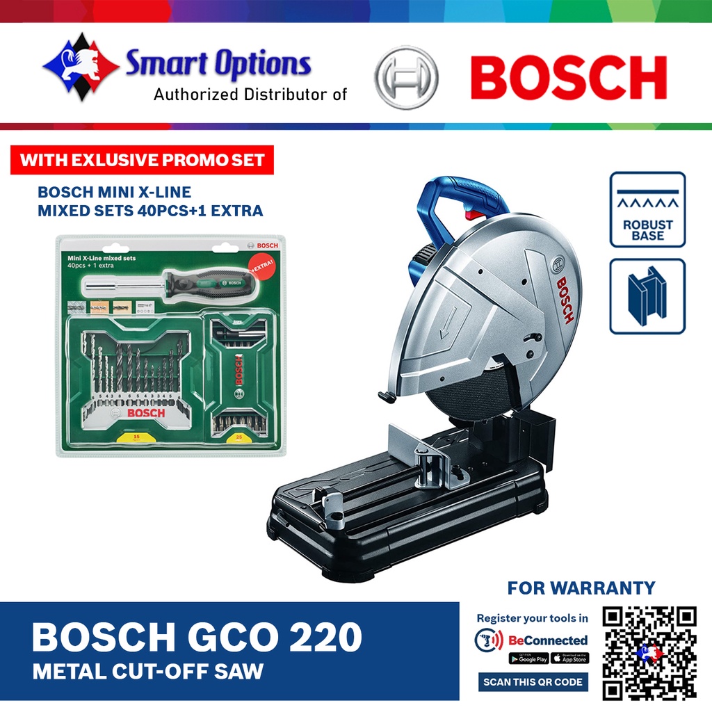BOSCH GCO 220 METAL CUT-OFF SAW WITH BOSCH MINI X-LINE MIXED SETS 40PCS ...