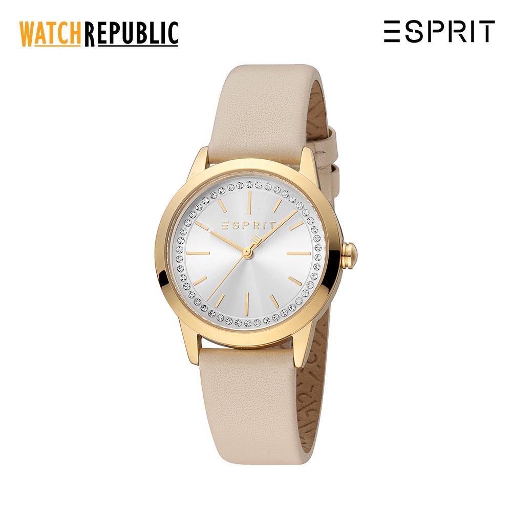 Esprit Vaya Brown Leather Analog Quartz Watch For Women EES1L362L1035 ...