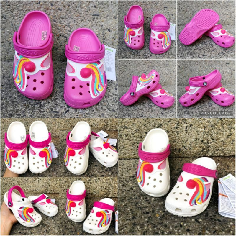 Crocs classic Fun Lab Kids I AM Unicorn white little pony | Shopee ...